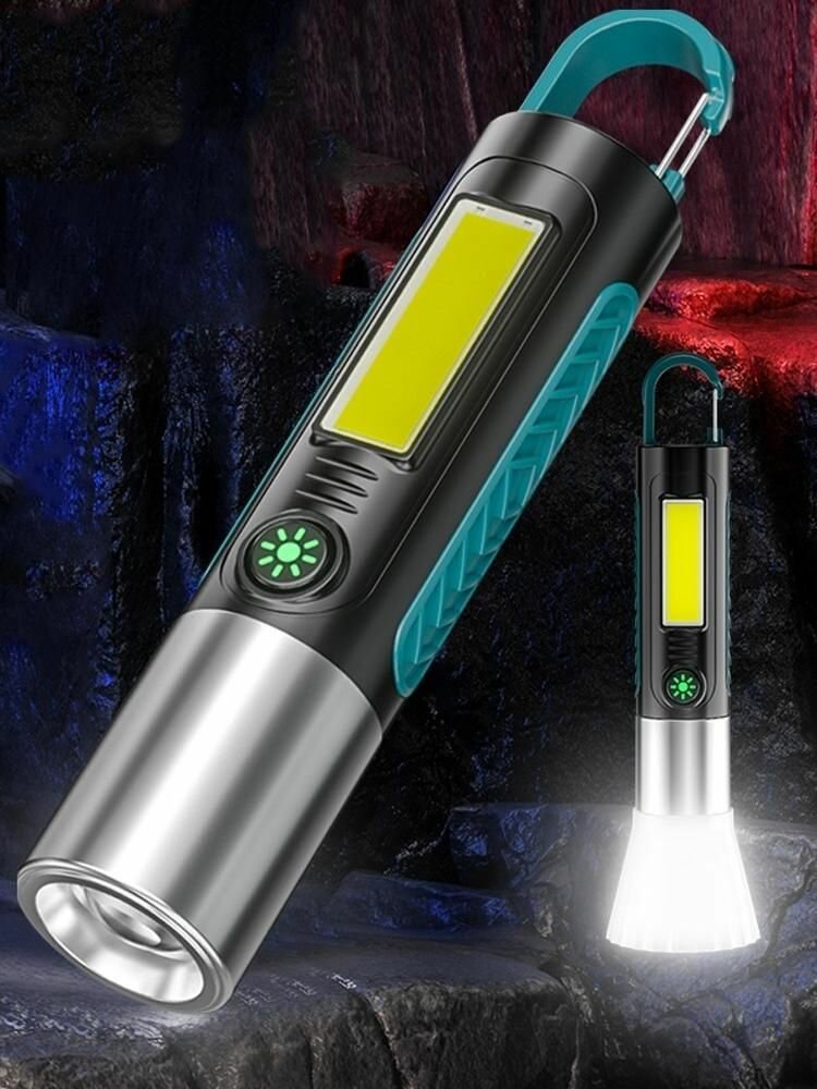 1 шт. портативный телескопический фонарик высокой яркости с зумом, с крючком для подвешивания, для кемпинга, походов
