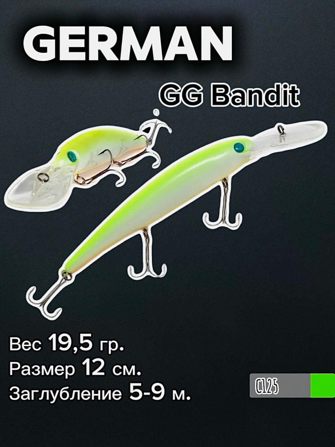 Воблер для троллинга Bandit 120мм 19.5гр. GG German Bandit C125