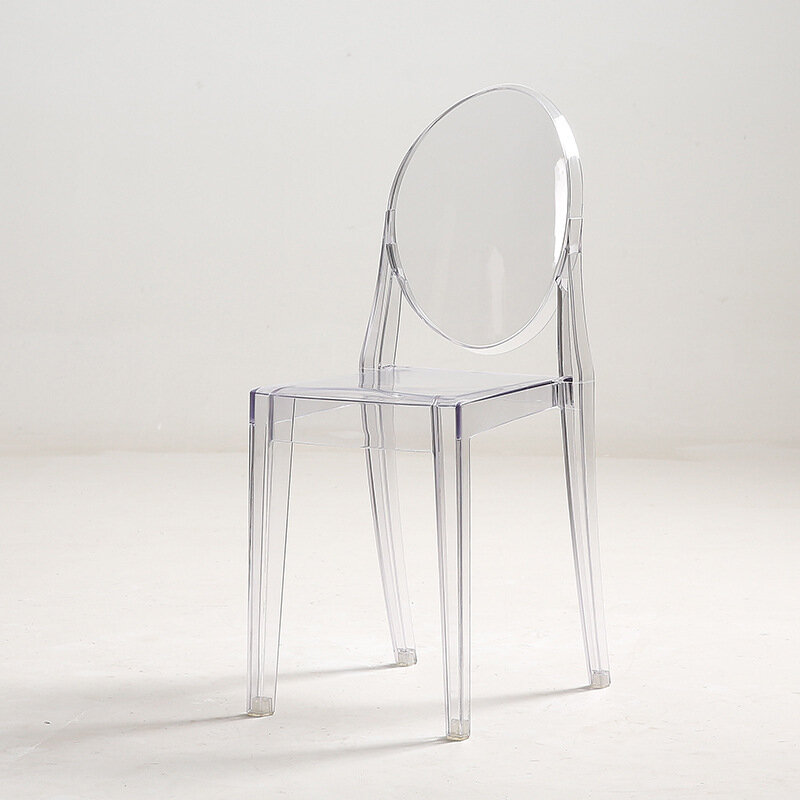 Простой, штабелируемый прозрачный обеденный стул из пластика; креативный стул из акрила (прозрачный)