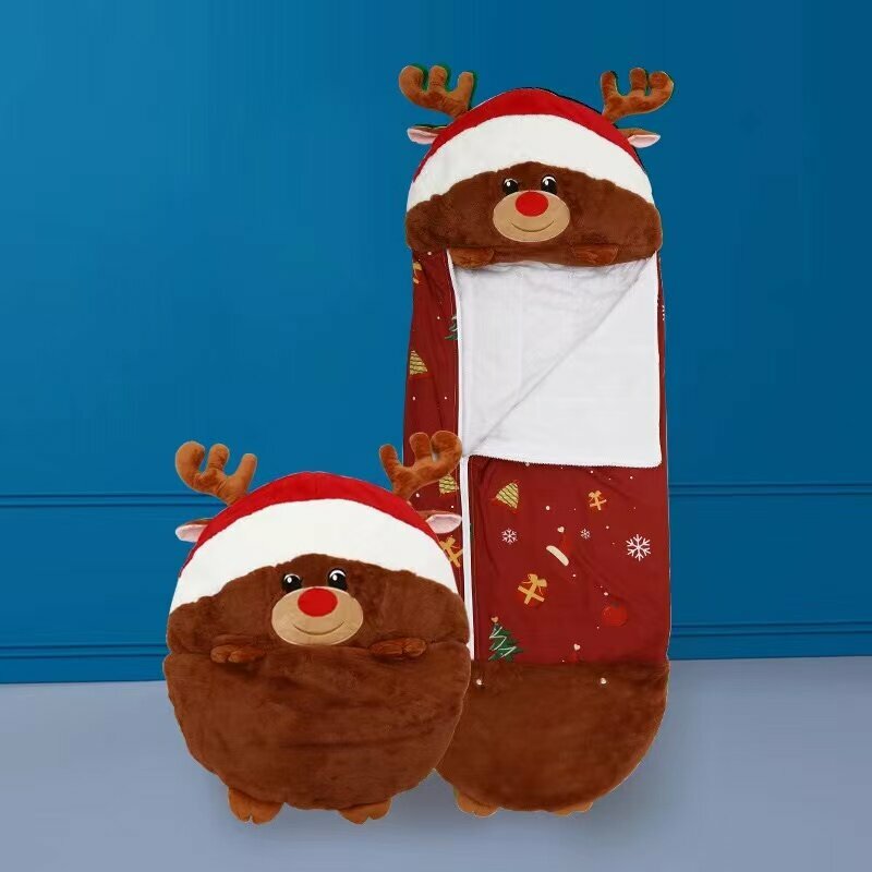 Детский спальный мешок мягкий и милый единорог акула и кот дизайн для детей розово-красный 135х50 см