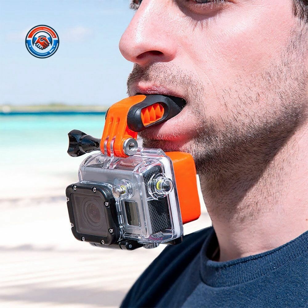 Крепление для рта GoPro с мундштуком для серфинга, двусторонний воздушный канал, совместимость с HERO 12-4 и Insta360, гибкая резина, регулируемый ремешок
