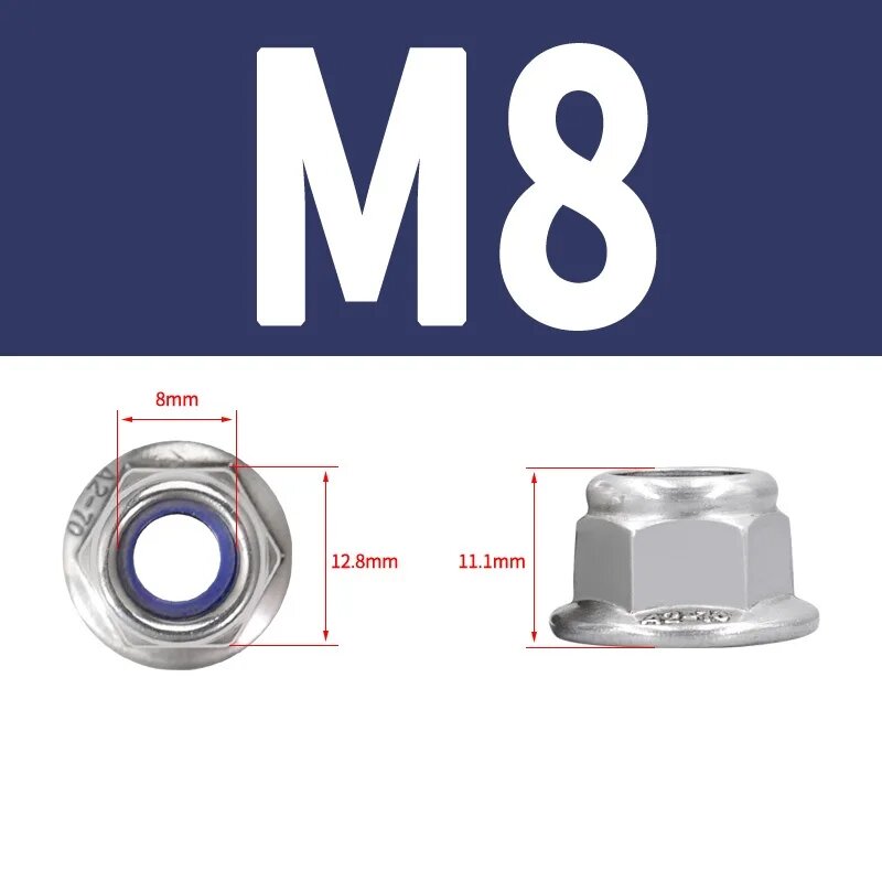 Нержавеющая сталь M8 фланцевая гайка, 10шт