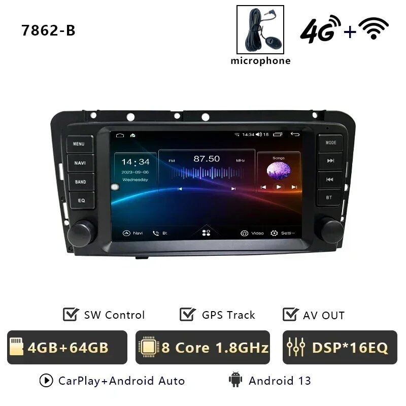 Автомагнитола Android 13 Carplay 4G GPS для Volvo XC70 S60 S40 V70 V40 7862B