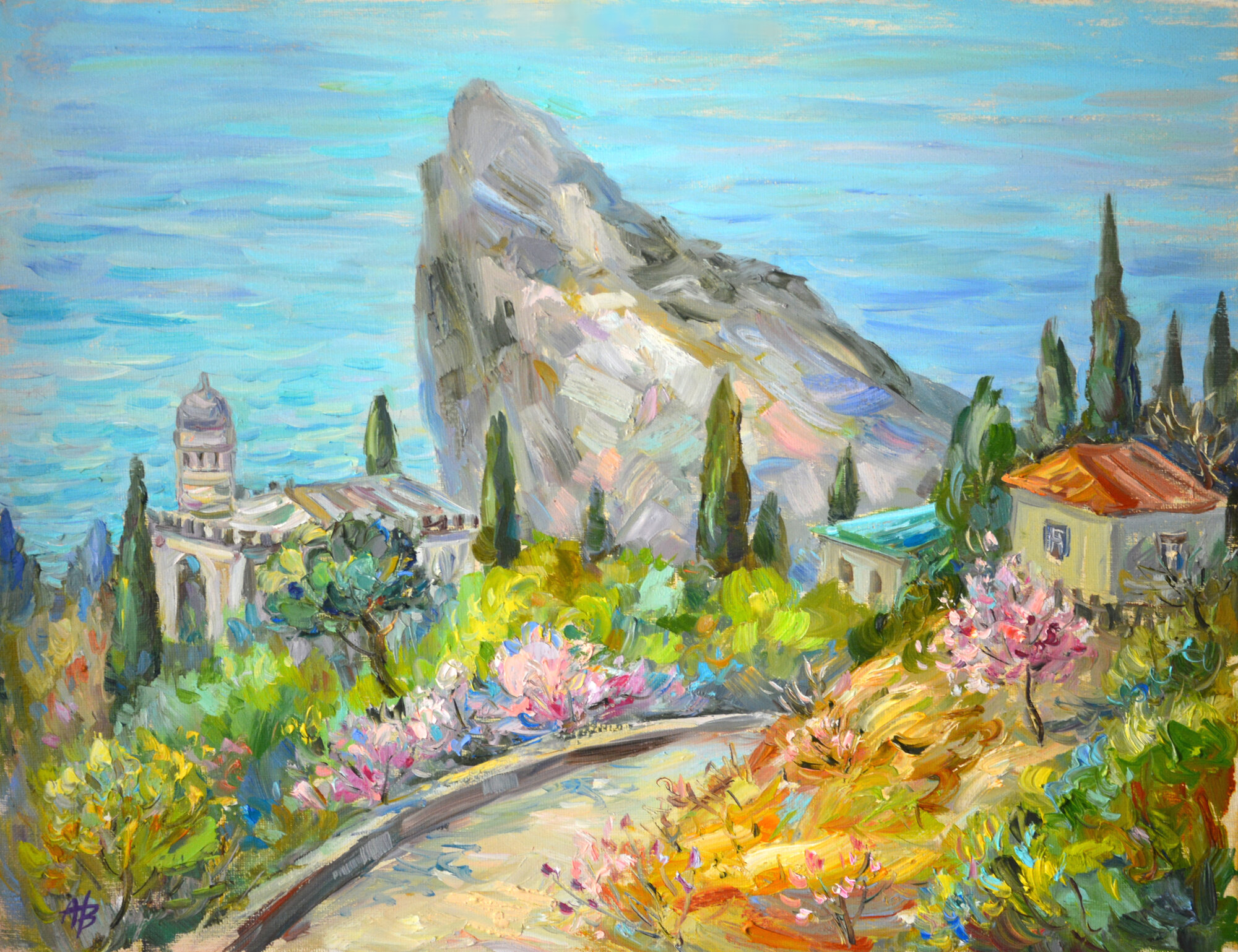 Картина "Симеиз. Скала Дива" 35х45 см, холст/масло, ручная работа