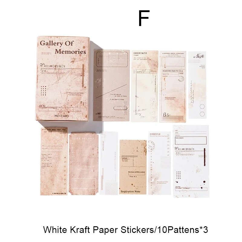 Стикеры для скрапбукинга White Kraft Paper, 10 Patterns*3, Цвет: F