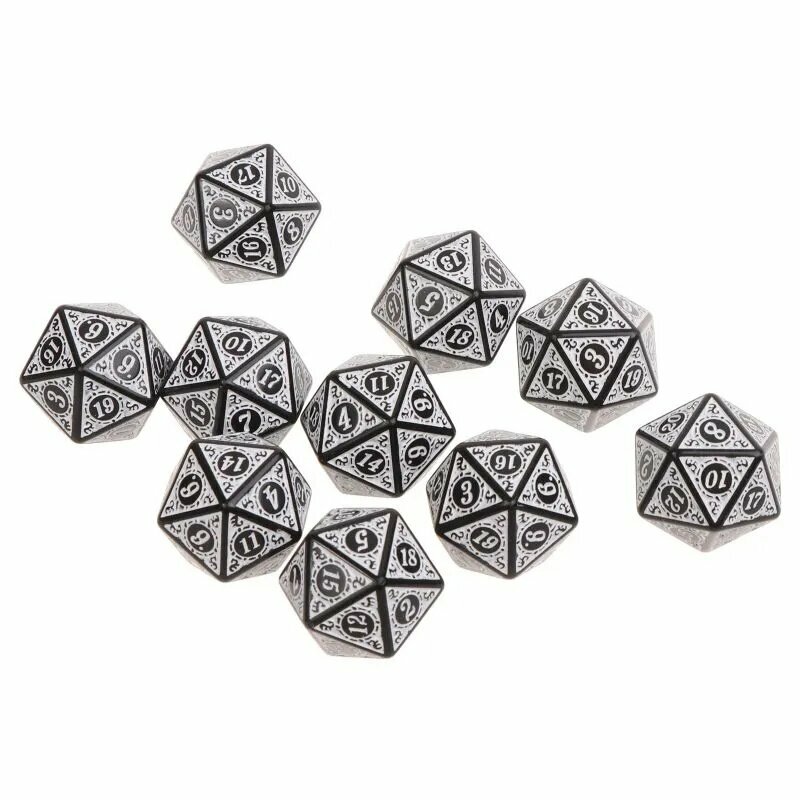 10 шт. 20-гранные кубики D20 для настольных игр RPG