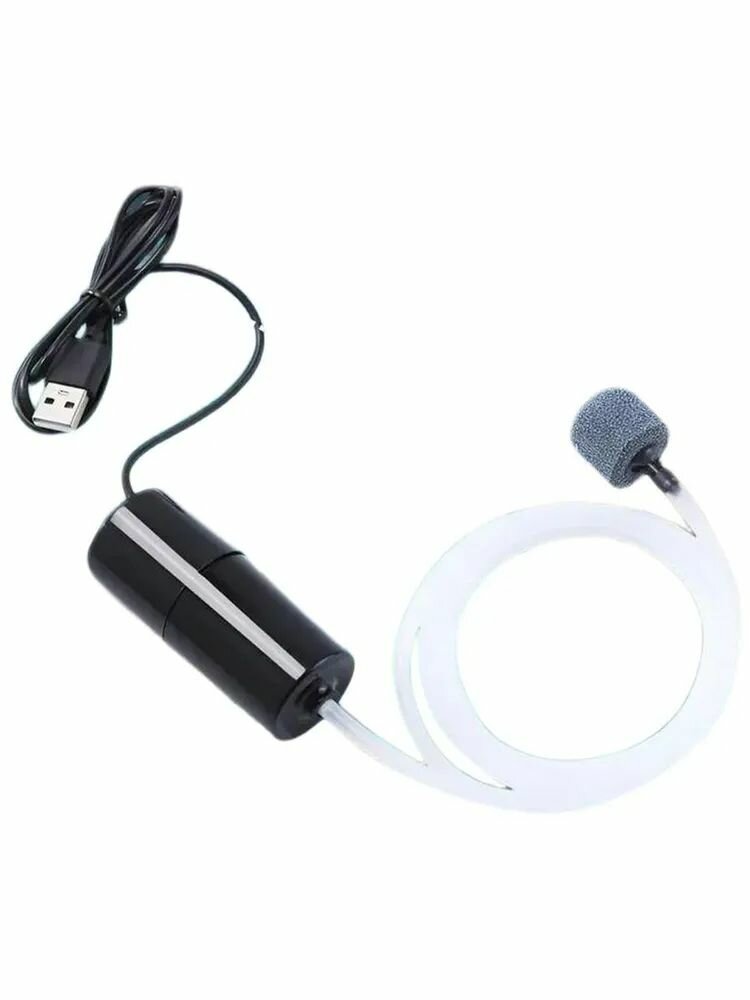 Компрессор для аквариума бесшумный, аэратор с двумя выходами, мощный воздушный насос для рыбалки и домашнего аквариума до 200 литров, с питанием от USB