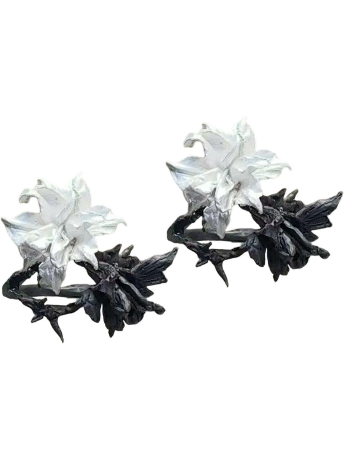 Кольца с геометрическими цветами Текстура сплава Подходит для свадебной одежды и вечеринок