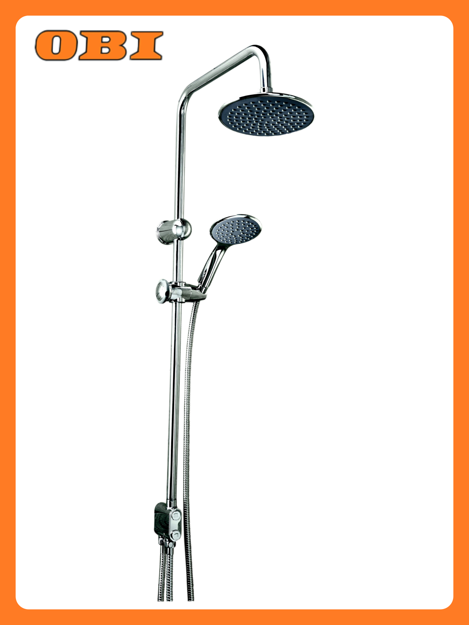 Душевой гарнитур BARRON с верхним душем d200 мм, нержавеющая сталь, хром