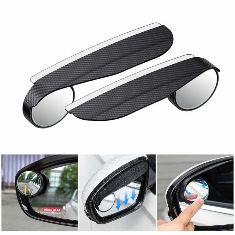 Автомобильное зеркало заднего вида для дождевых бровей маленькое круглое со встроенным зеркалом на 360 градусов