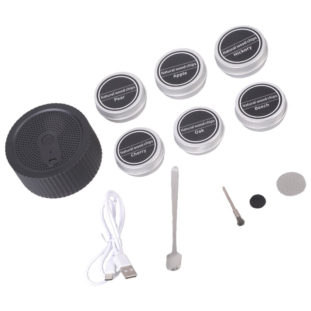 Перезаряжаемый электрический коптильщик для коктейлей с 6 чипсами для виски