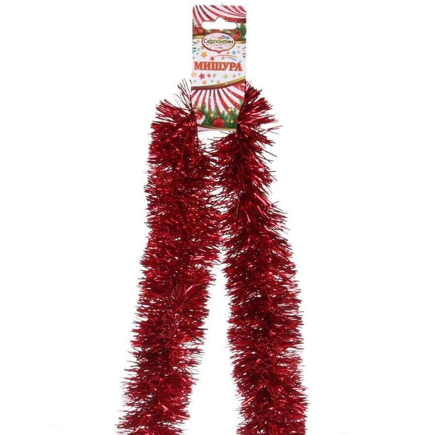 Мишура новогодняя Восток-Сервис длина 2 м, 6 см, "Изумрудный блеск", красный (215-506)