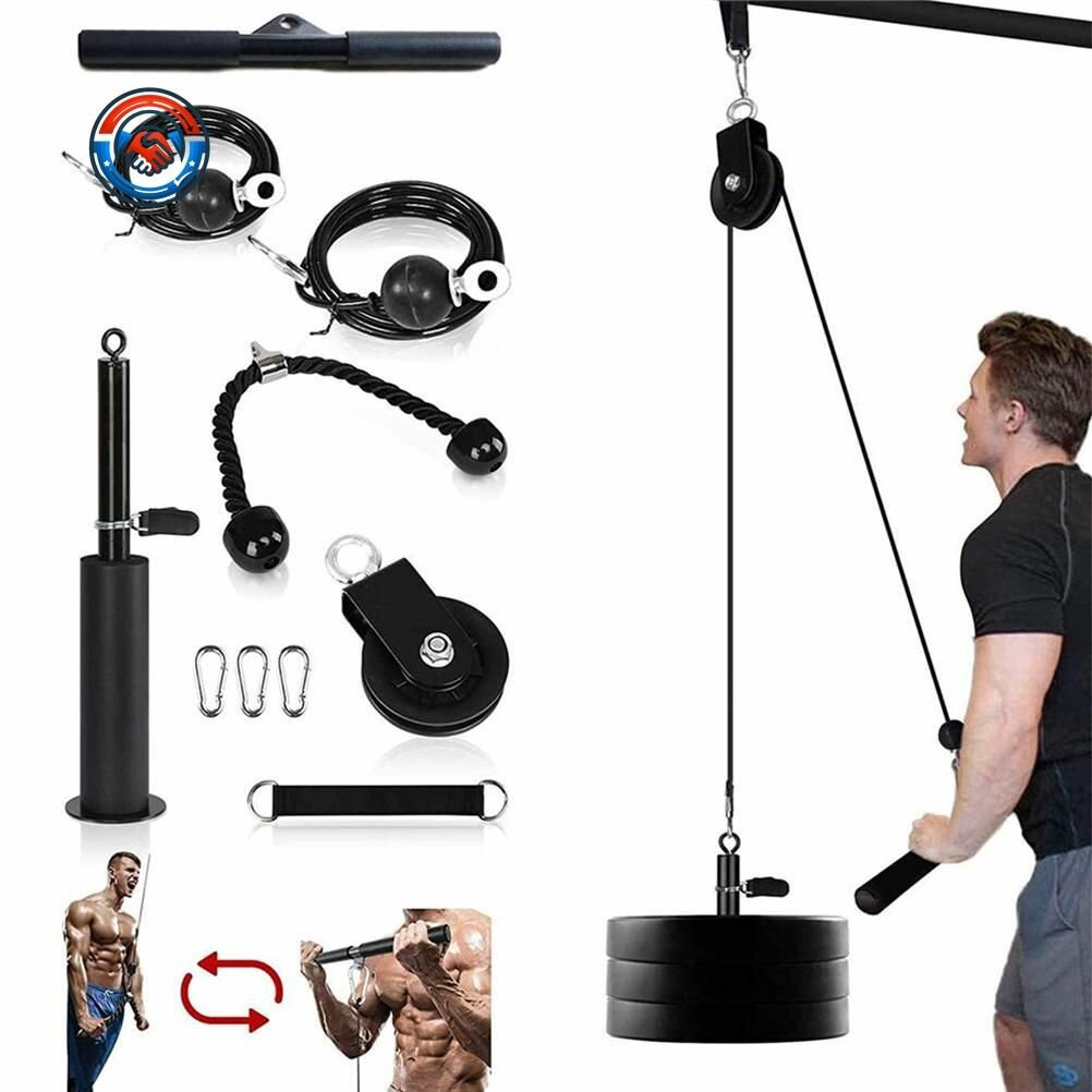 Тренажер для кисти и предплечья, комплект для домашнего фитнеса с тросом и шкивом, универсальная стойка для упражнений на бицепс, трицепс, спину и плечи