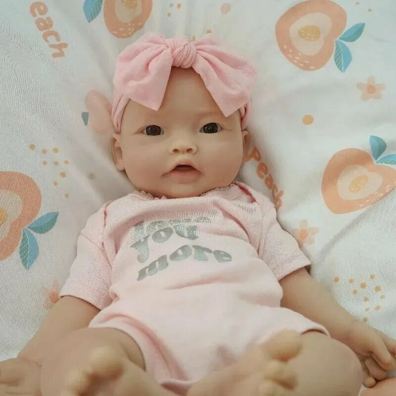 17-дюймовая полностью силиконовая кукла-реборн с открытыми глазами, 3D-нарисованная девочка / розовый набор