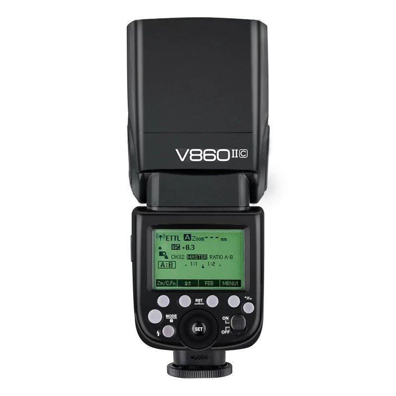 Профессиональная вспышка Godox V860II с матовым чёрным покрытием для фотосъёмки DSLR
