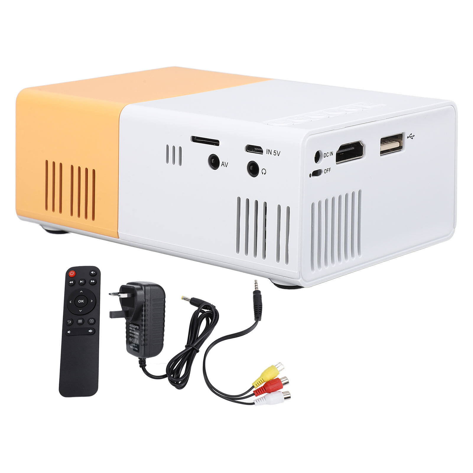 Маленький проектор HD 1080P портативный уличный кинопроектор с динамиком для домашних развлечений совместимый с USB AV пультом дистанционного управления британская вилка 100-240 В