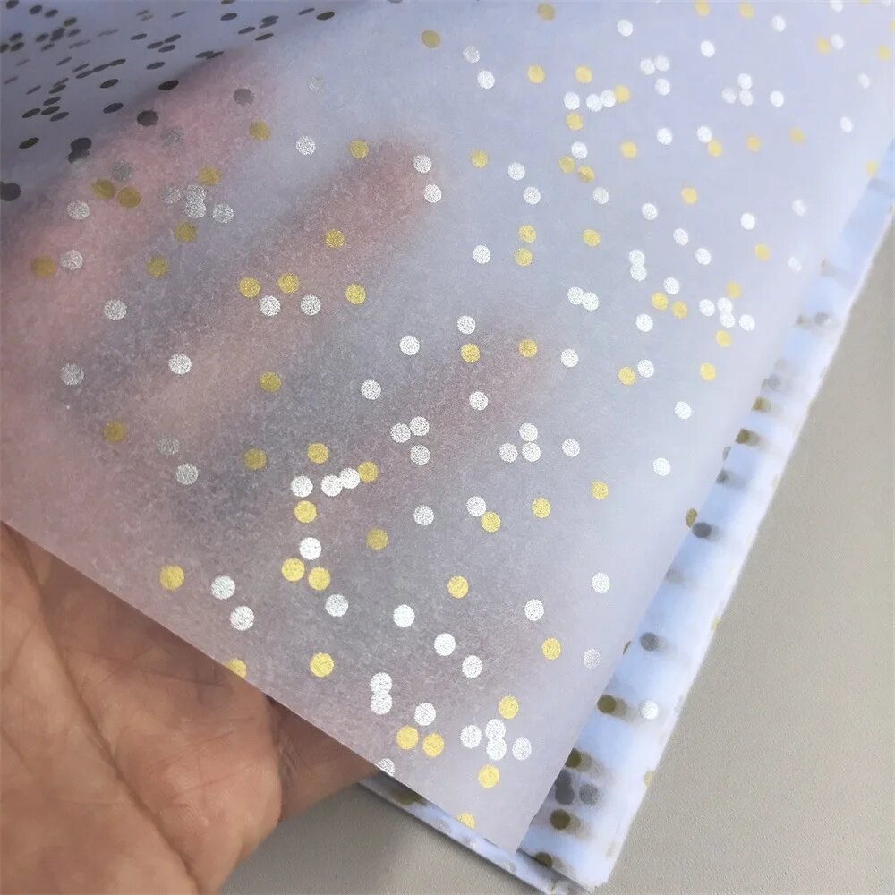 Подарочная бумага с узором в горошек 20 листов Gold Silver