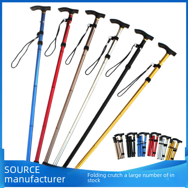 Трость для альпинизма из алюминиевого сплава телескопическая складывающаяся не поскользящаяся для пожилых усиливающая регулируемая 5-сегментная трость (Серебристая)