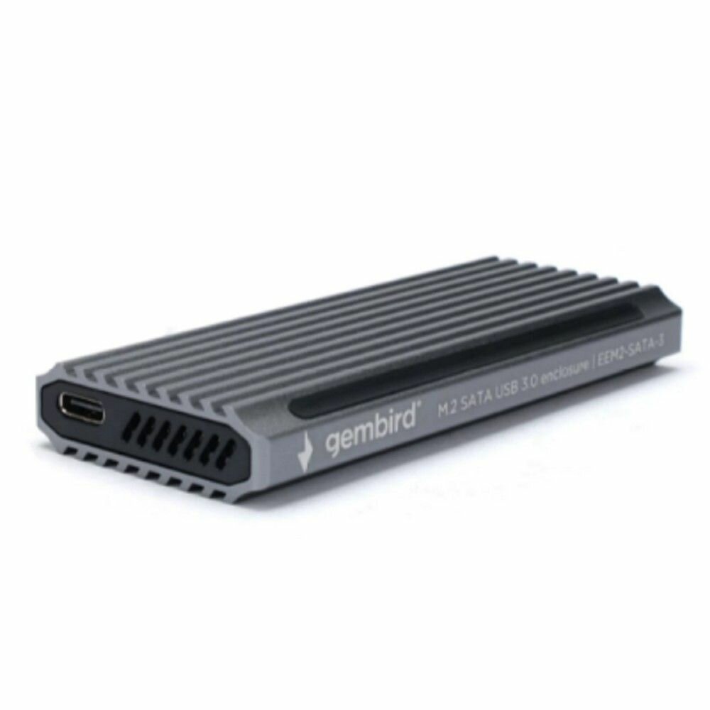 Gembird Контейнер для HDD EEM2 - SATA - 3 Внешний корпус USB 3.1 для M2 SATA порт Type - С, RGB подсветка, металл, серебристый