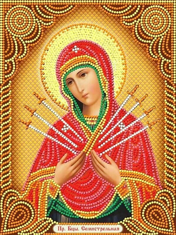 Алмазная картина Дева Мария, 20x30 см, Round Drill, Цвет 6352