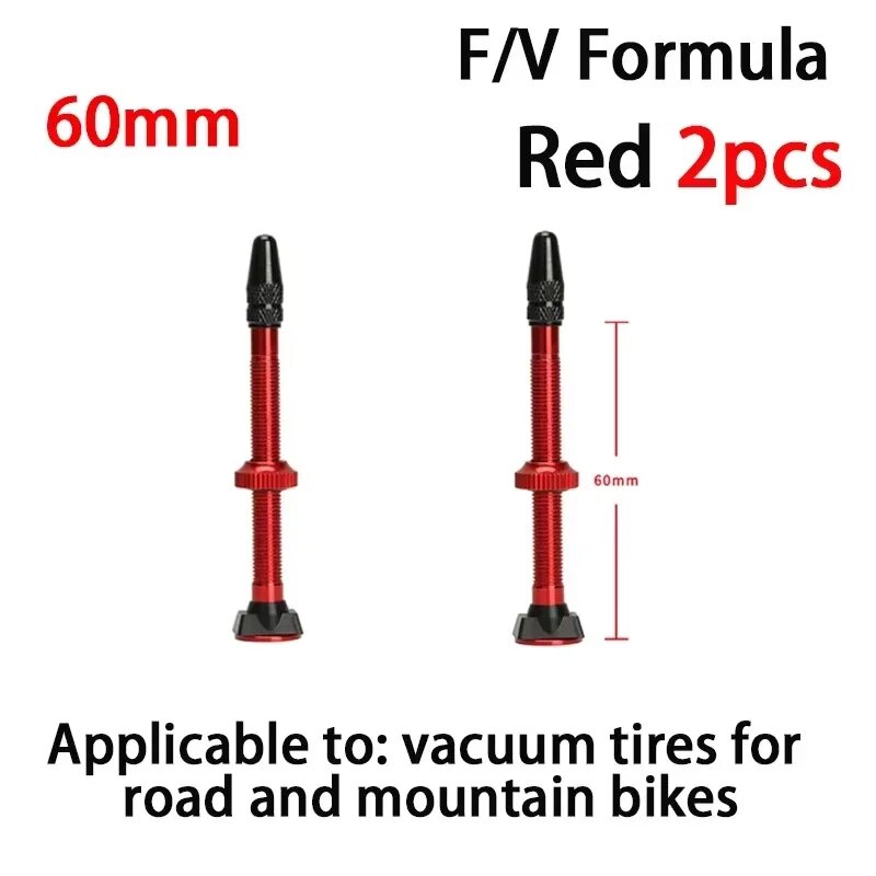 2 шт. Преста клапаны для велосипедов Deemount 40/60 мм Красный, 60mm Red 2pcs