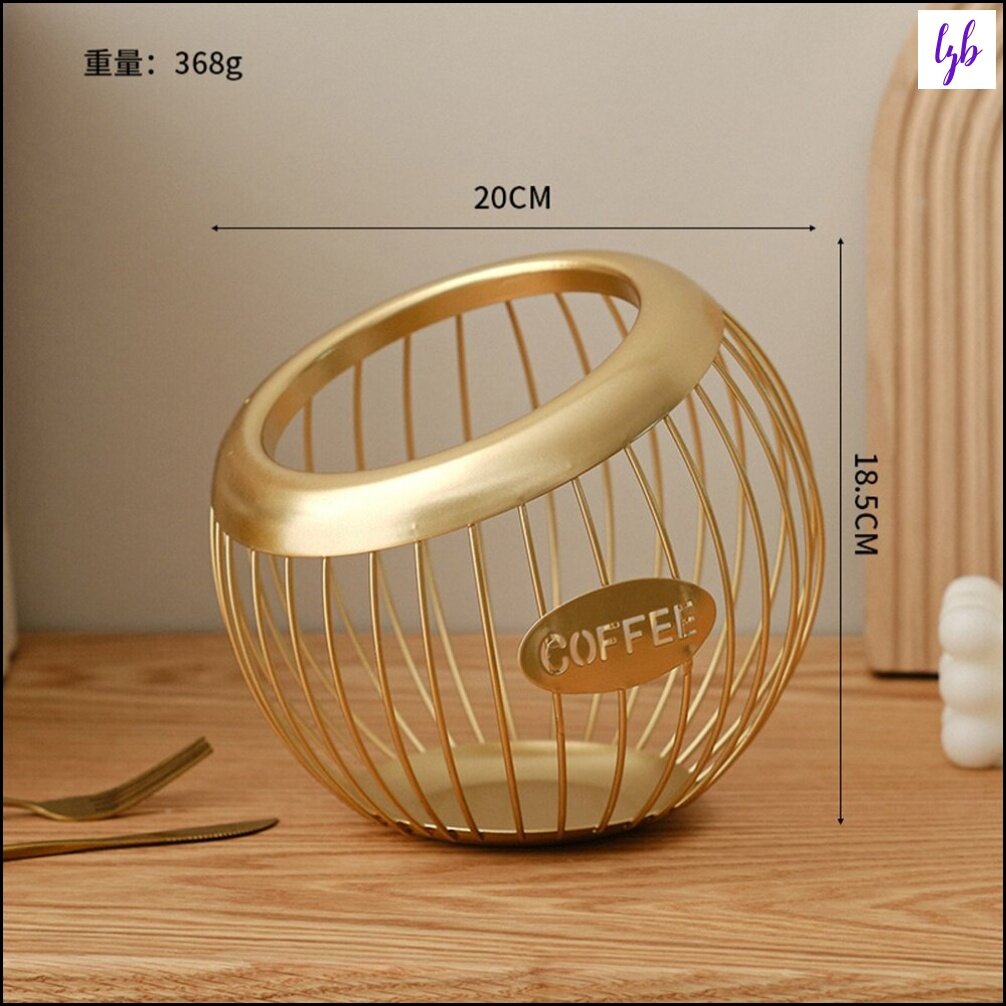 Эксклюзивная металлическая корзина для хранения Дыня круглая с наклонным отверстием 20х20х18.5 см