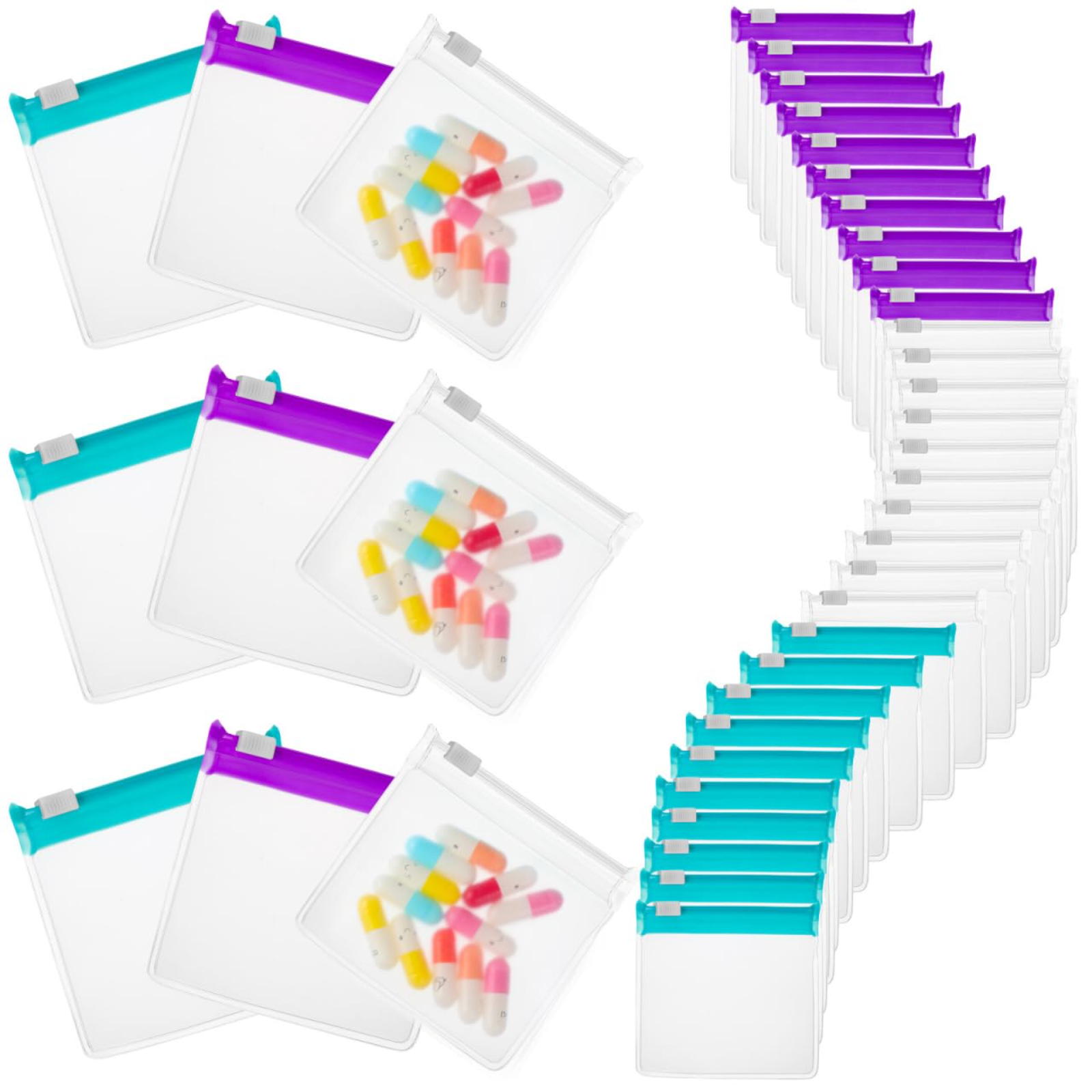 30 пачек цветных экологичных туристических EVA таблеток в отдельных пакетах, пакетах с зippers, пакетах с замком, сумках для украшений