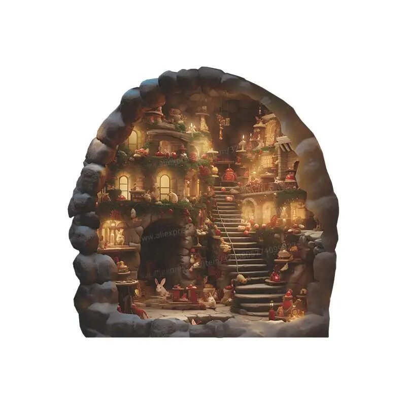 Рождественские наклейки на стену с изображением маленькой мышки, детская спальня, отверстие в виде мыши, украшение для дома, самоклеящиеся наклейки M1051