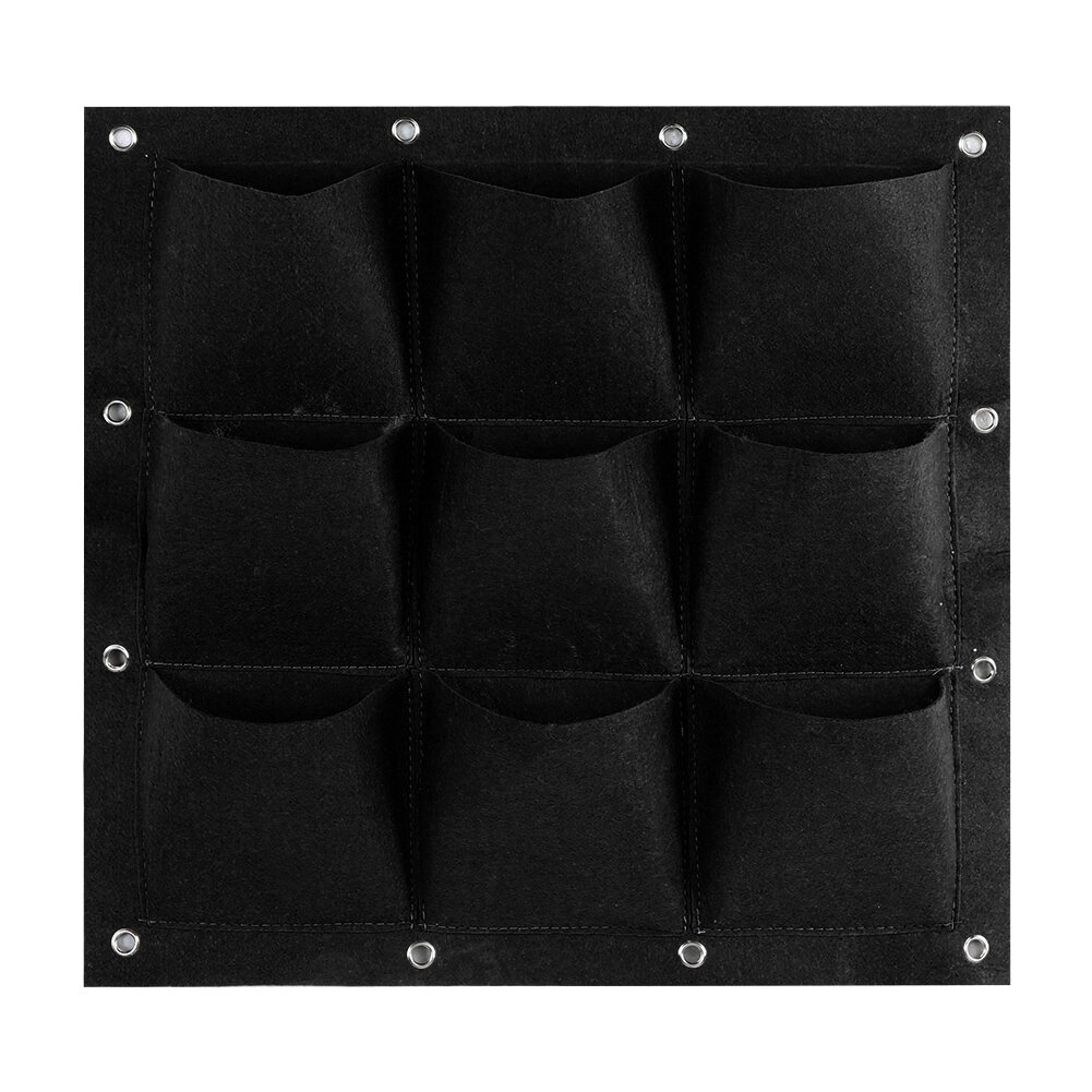 9 Pocket Vertical Greening Hanging Wall Garden Grow Plant Bags Planter(Black)