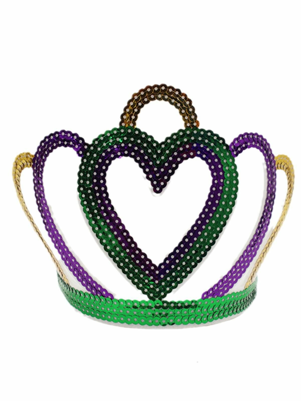 Сверкающая корона Марди Гра для карнавалов и праздников, - Сердце