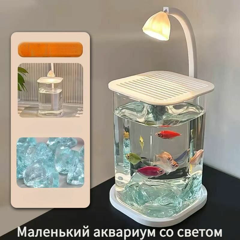 Маленький аквариум со светом , для рыб