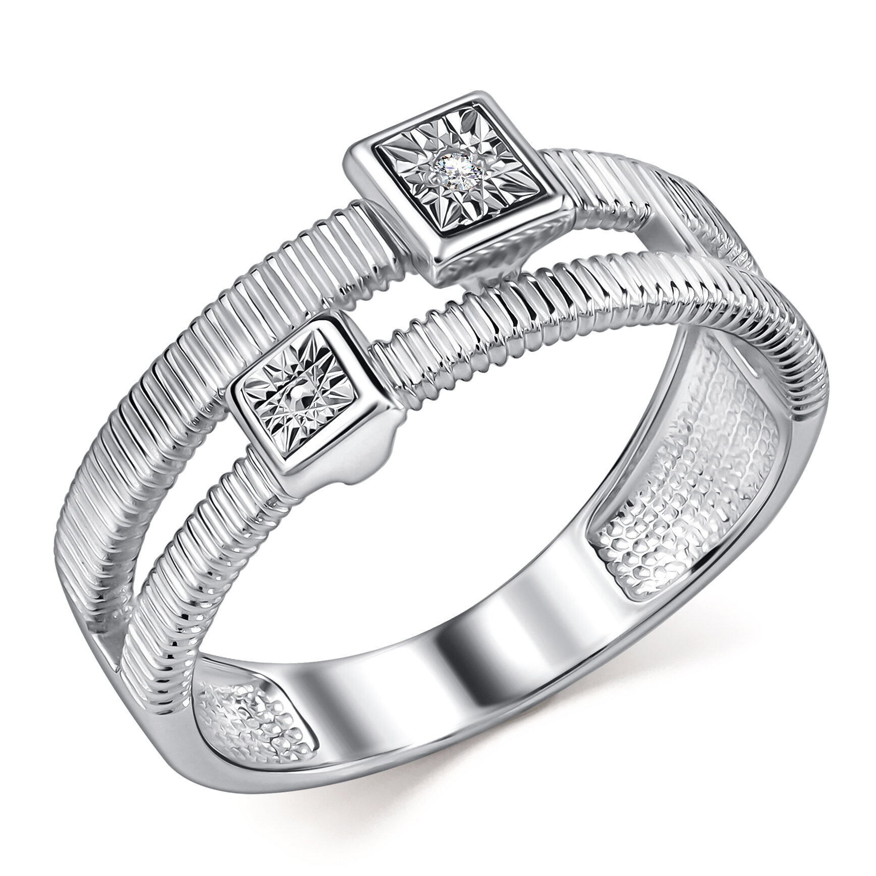 Кольцо, серебро, 925 проба, бриллиант