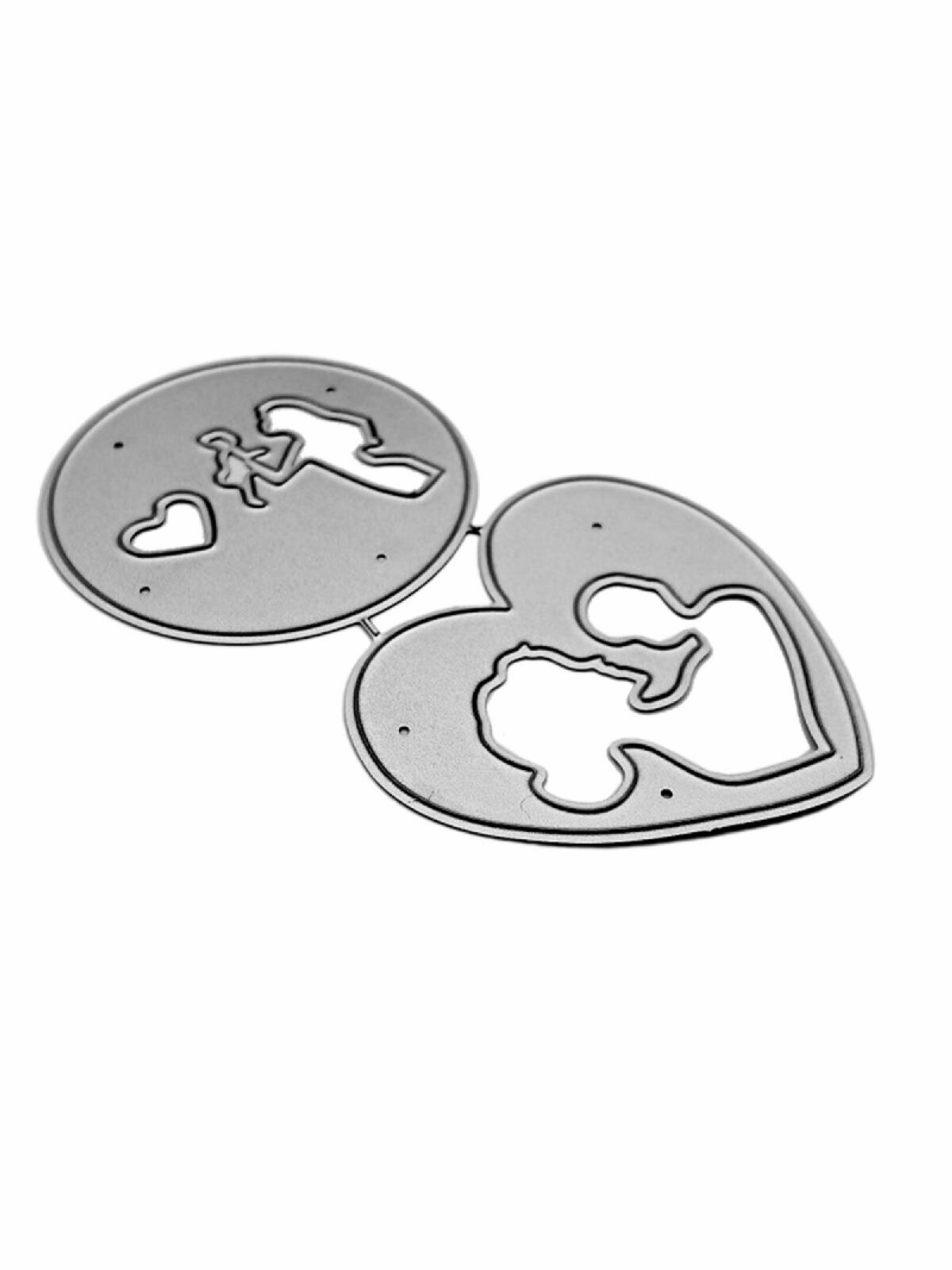 Трафарет для резки металла для мамы и ребенка с круглым сердечком, инструмент для тиснения скрапбукинга, Бумажная открытка, шаблон альбома