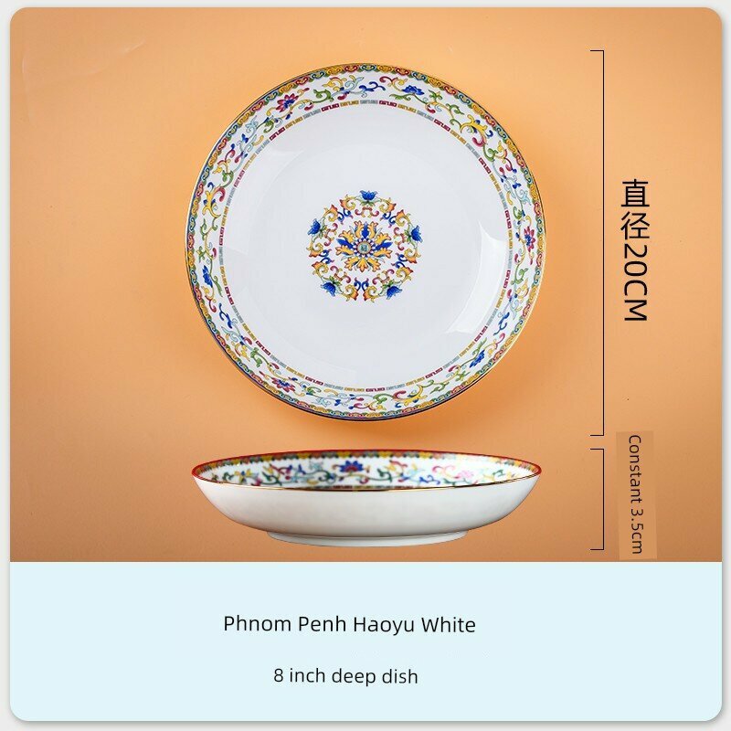 Тарелки и миски в китайском стиле, керамическая посуда для дома, столовая посуда из костяного фарфора, глубокие