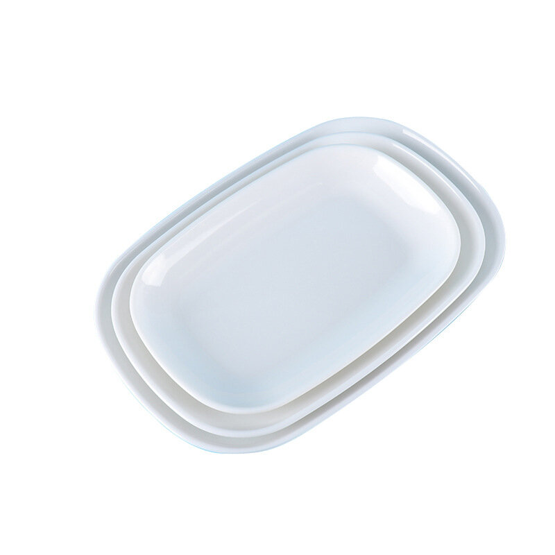 Производители поставляют белый меламин имитация фарфоровой посуды прямоугольная пластина плита хлеб торт обеденная