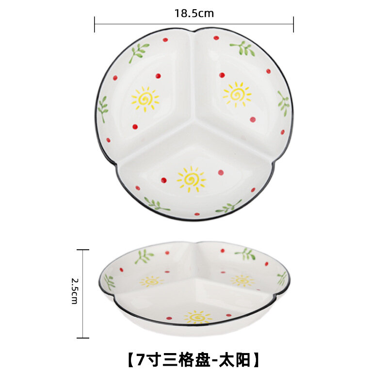 Керамическая тарелка ручной росписи для домашнего использования, креативная тарелка с разделителями, детская тарелка