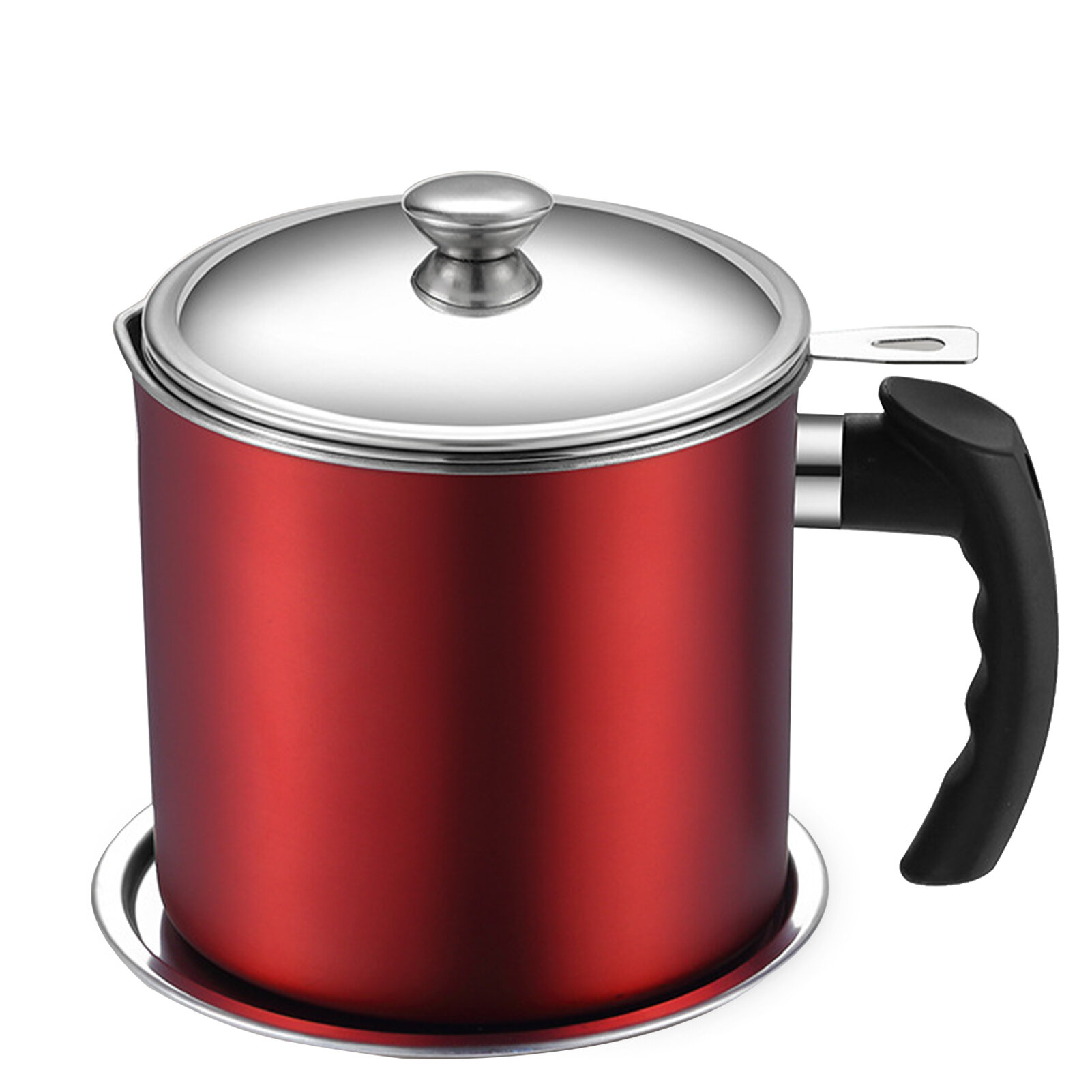 Мідний фільтр для олії з нержавіючої сталі для зберігання олії для смаження та жирів для приготування, сріблястий/червоний/зелений, розмір 14.5*12.5см, вага 367г, упаковка 17*14.5*16.5см, вага упаковки 426г, в комплект входить 1 мідний фільтр для олії