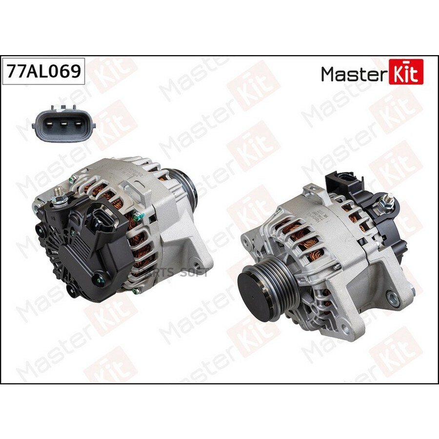 Генератор 14V 120A HYUNDAI Creta, Solaris II (HCR) / KIA Rio IV (SC, FB), Soul II (PS) от официального дистрибьютора, MASTERKIT, артикул 77AL069
