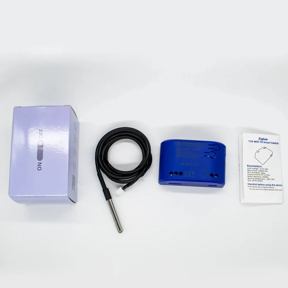 10A 85-250V Zigbee Tuya Умный выключатель с температурным сенсором, пассивный сухой контакт, Zigbee таймер, RF реле работает с Home Assistant и Alexa