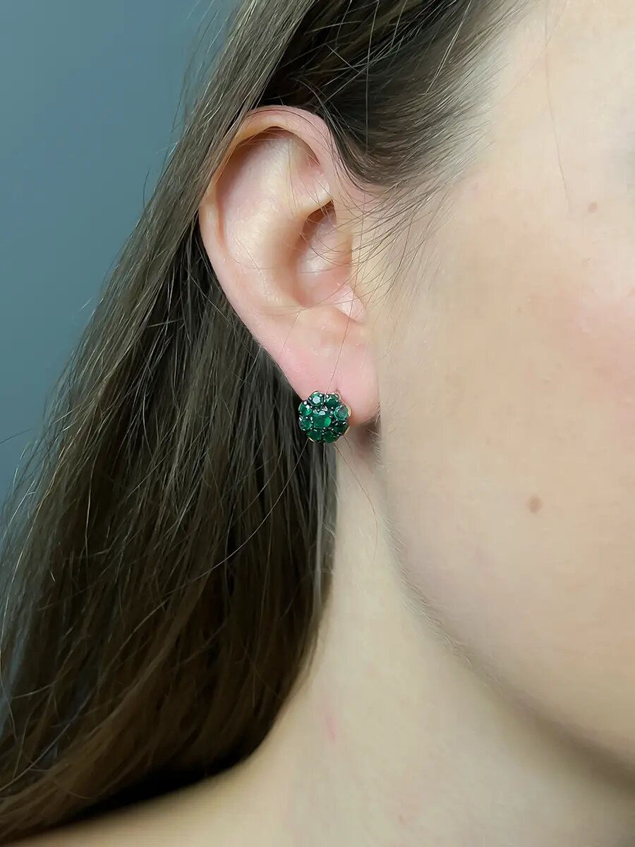 Серьги, красное золото, 375 проба, изумруд