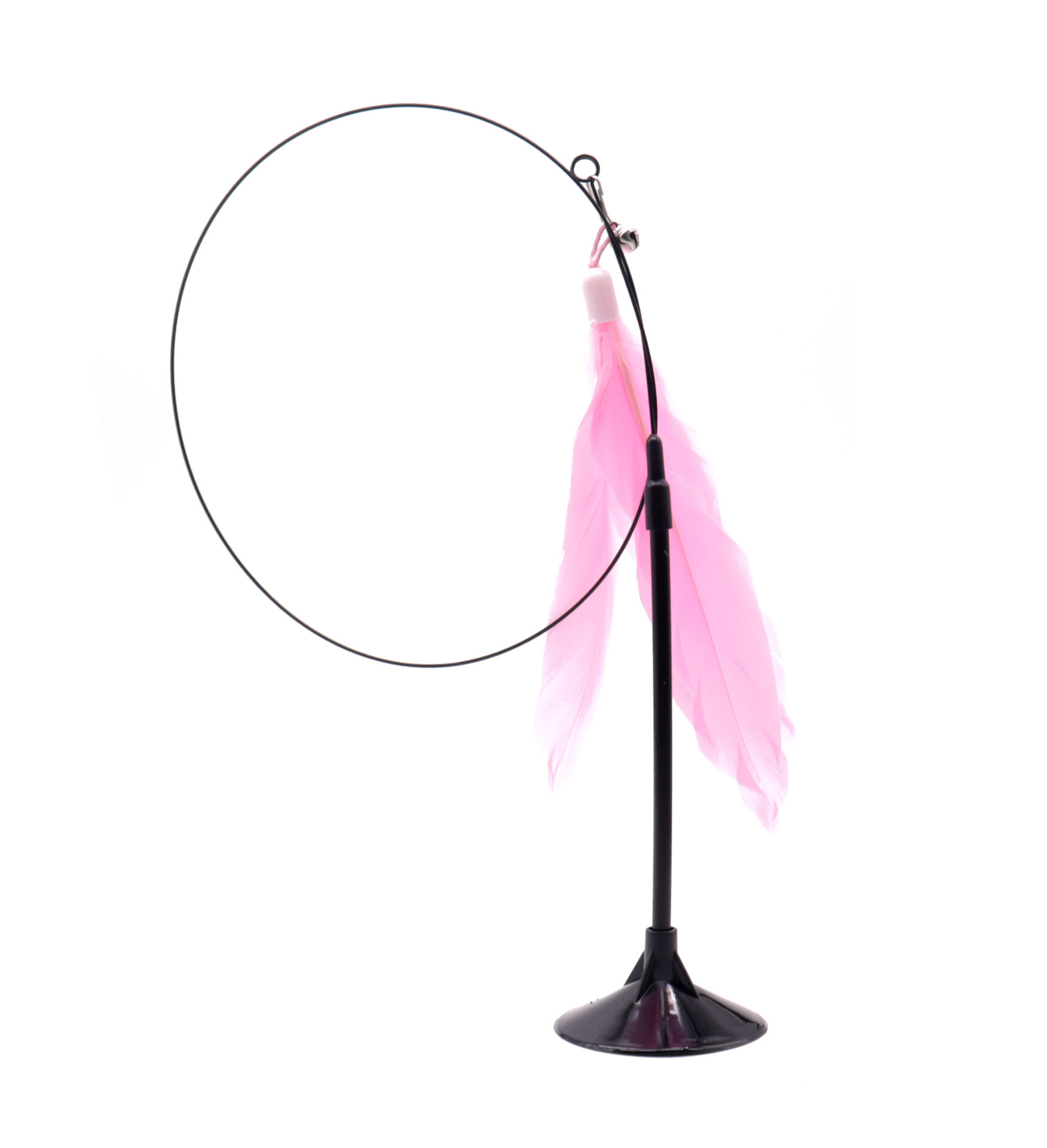 Игрушка для кошек с перьями и присоской для самостоятельной игры длинная палка Цвет：Стандартная присоска + розовые перья