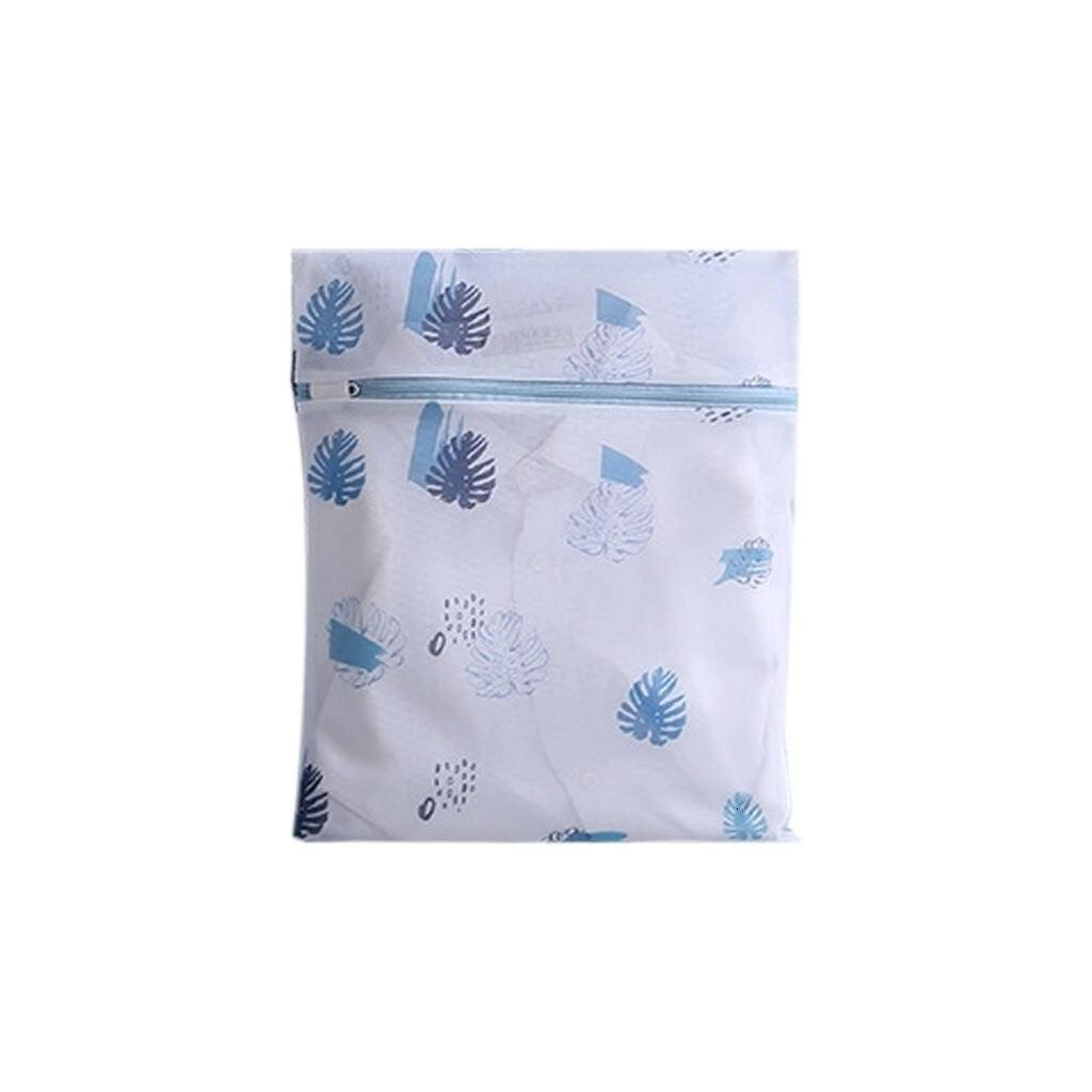 Сетчатый мешок для стирки из полиэстера с застежкой, Синие листья