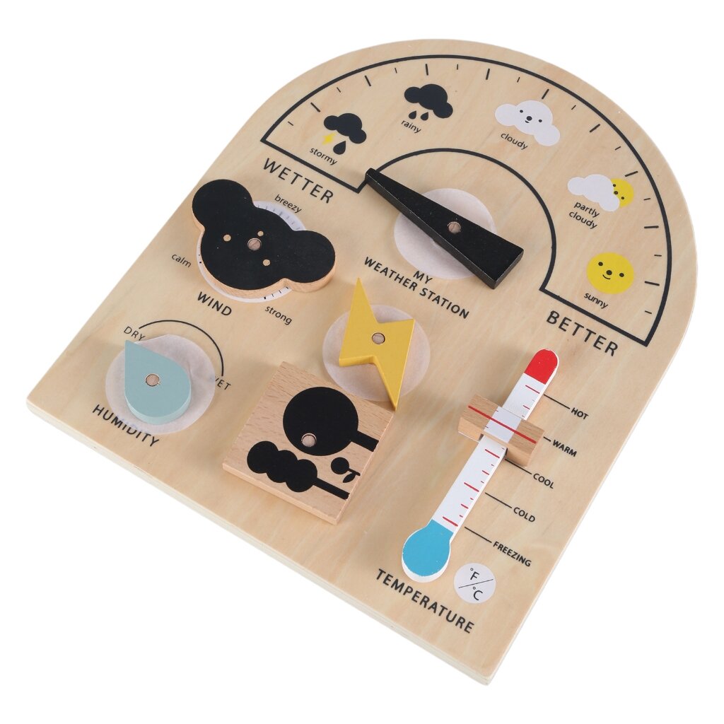 Деревянная развивающая игрушка «Моя метеостанция» размером 11,81 x 9,45 дюймов, для записи даты и времени. Развивающая игрушка для обучения и развития.