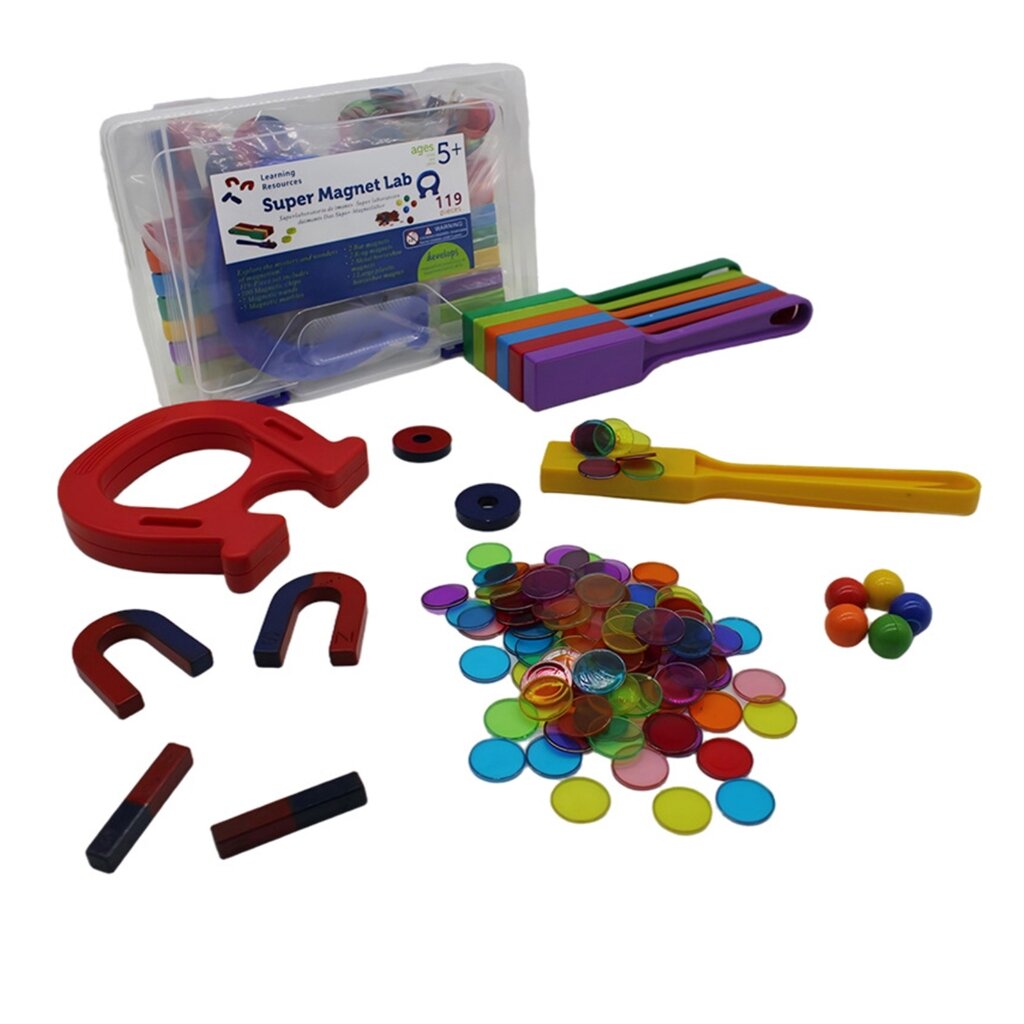 Набор из 119 магнитных научных игрушек для обучения детей, проведения экспериментов и творческих игр, для детей от 3 лет и старше.