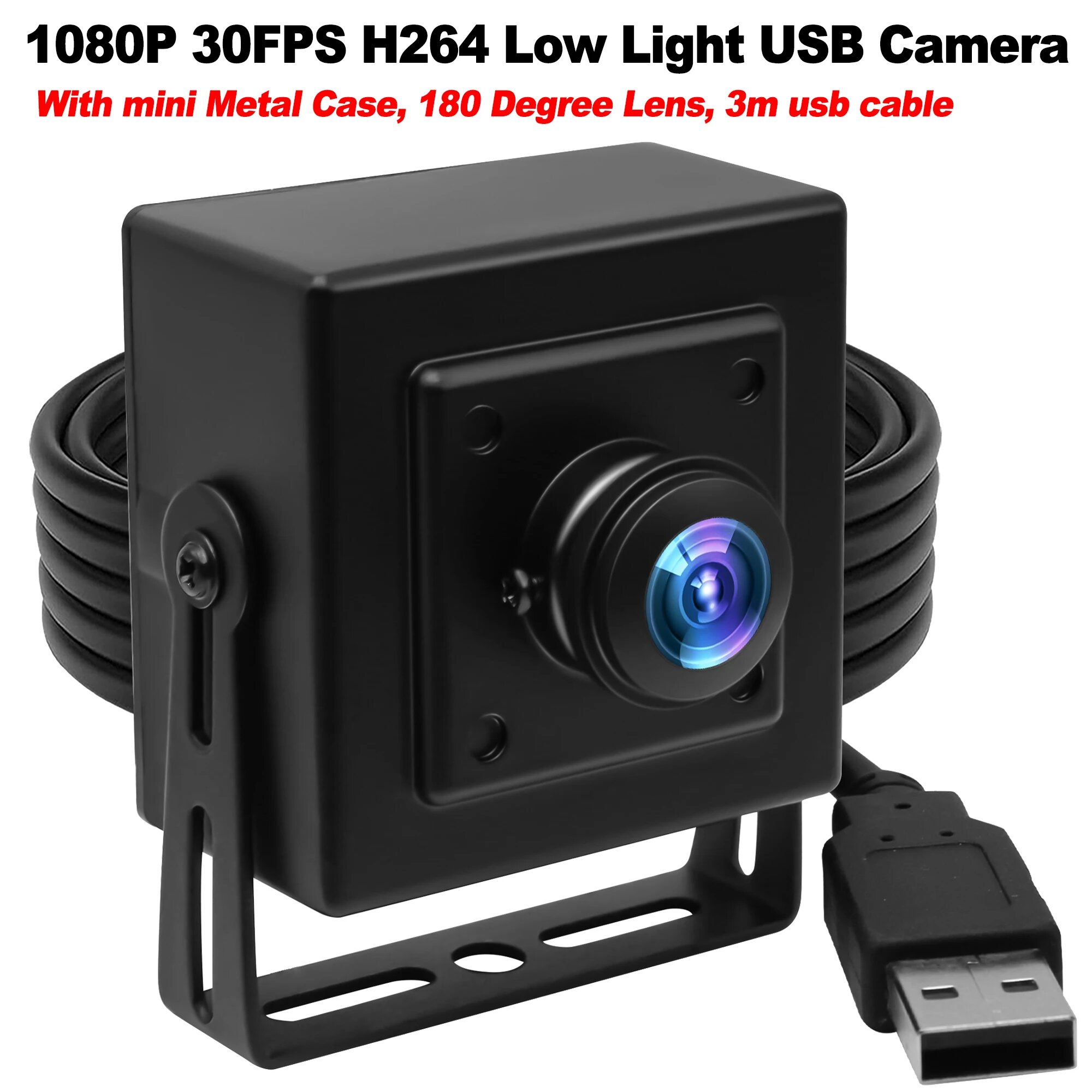 Модуль камеры ELP 2MP 1080P CMOS IMX323 H.264 USB с широкоугольным объективом «рыбий глаз» на 150 градусов для обеспечения безопасности