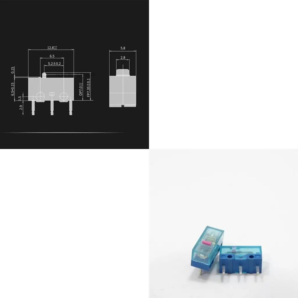 Микропереключатели мыши Huano 80 млн. кликов, прозрачно-синие, розовые точки
