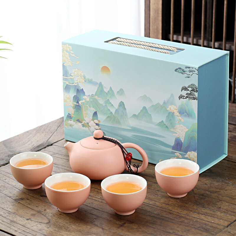 Домашний простой цветной глазурованный набор для чая кунг-фу, подарок с индивидуальным логотипом, набор в подарочной коробке для подарков, персонализированный сувенирный подарок