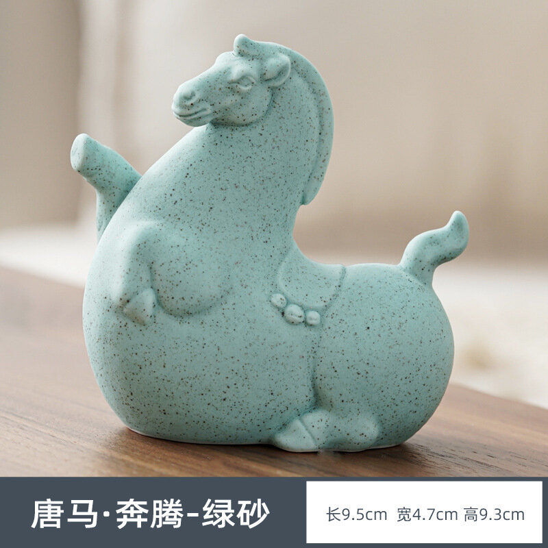 Креативное керамическое украшение в виде лошадки-качалки для стола, чайного столика, кабинета, мягкое украшение, зеленая лошадь, кросс-бордерные ремесленные подарки