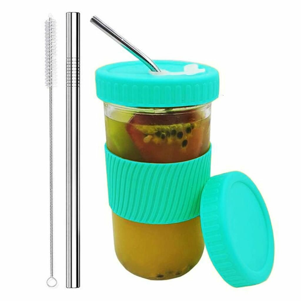 Многоразовый стакан для смузи с крышкой и трубочкой для путешествий, D