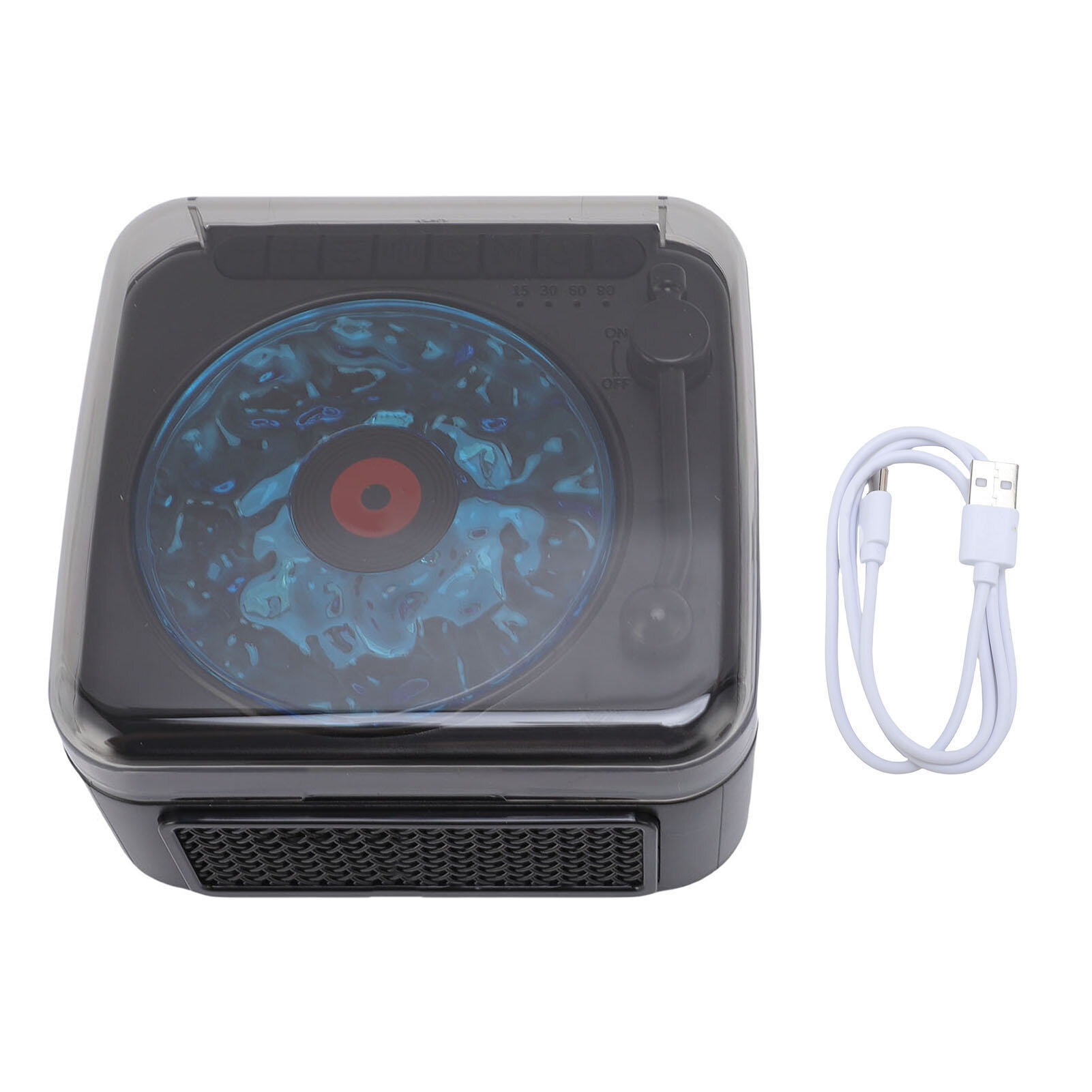 Беспроводная Bluetooth-колонка, компактный проигрыватель виниловых пластинок, ночник, перезаряжаемый через USB, настольная, в форме волны, для спальни и вечеринки, черная.